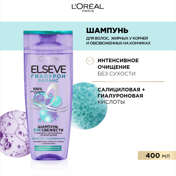 L'Oreal Paris Elseve Шампунь "Гиалурон Баланс", для волос жирных у ...