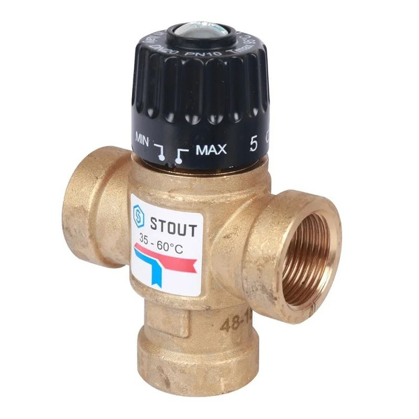 Термостатический смесительный клапан Stout SVM-0110-166020 для отопления и ГВС 3/4" ВР 35-60С KV ...