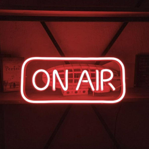 Табличка неоновая На воздухе On air В эфире, 45х20 см, красная, 19.7 см ...