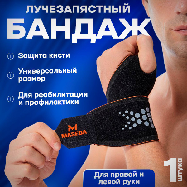 Бандаж на запястье ортопедический Birky черный, ортез кисти на правую и ...