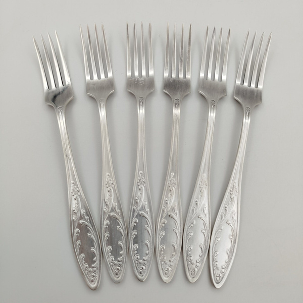 Набор десертных вилок Пламя на 6 персон, мНЦ медь-никель-цинк, Кольчугинский завод цветных ...