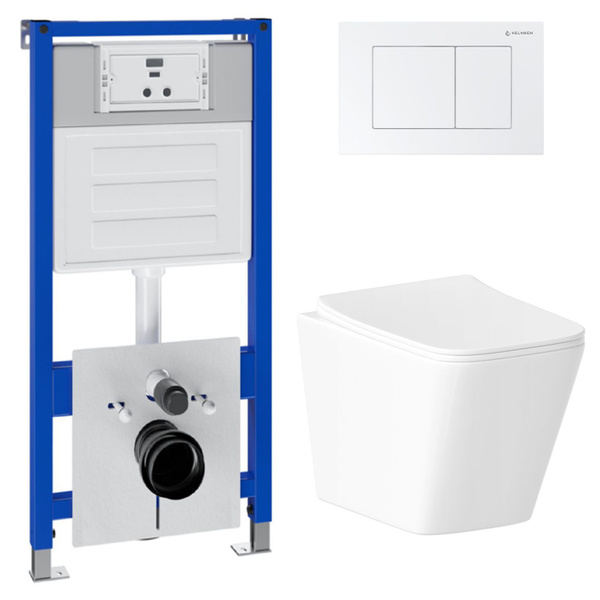 Инсталляция с подвесным унитазом Helmken 35490301 комплект 4 в 1: подвесной безободковый унитаз ...