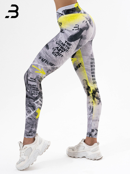 Легинсы Женский BELLATICA желтый Полиэстер, Эластан Спортивный, размер ...