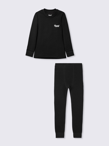 Комплект термобелья Мальчики OLDOS, размер 146 Зима Шерсть, Хлопок черный Повседневный, рост 146 ...