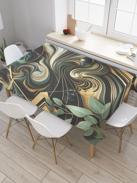 Прямоугольная тканевая скатерть на стол с рисунком "Магический мрамор" 145 на 180 см, JoyArty ...
