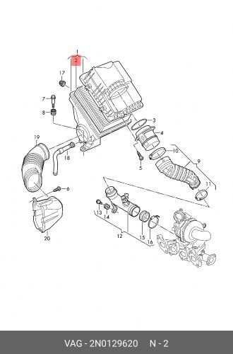 Фильтр воздушный VAG (VW/Audi/Skoda/Seat) / 2N0129620 VAG^2N0129620 ...