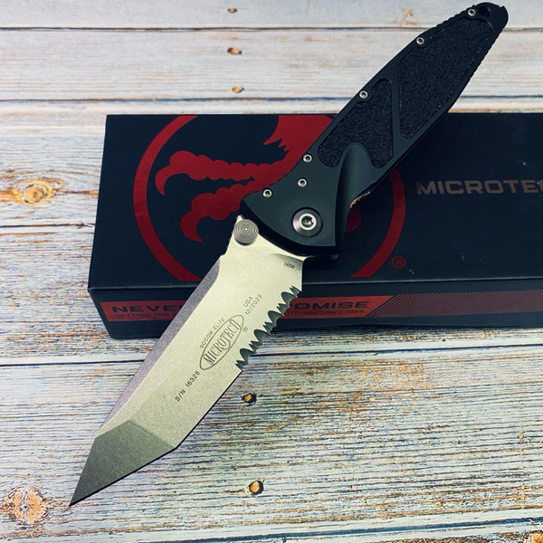 Складной нож Microtech Socom Elite T/E Stonewash Part. Serrated, 161-11 купить на OZON по низкой ...