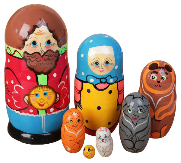 Деревянная матрешка "Колобок", русская народная игрушка для детей ...