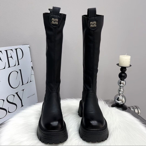 Ботинки Женский Miu Miu черный размер 38 Зима Без застёжки Платформа Вышивка Италия купить C