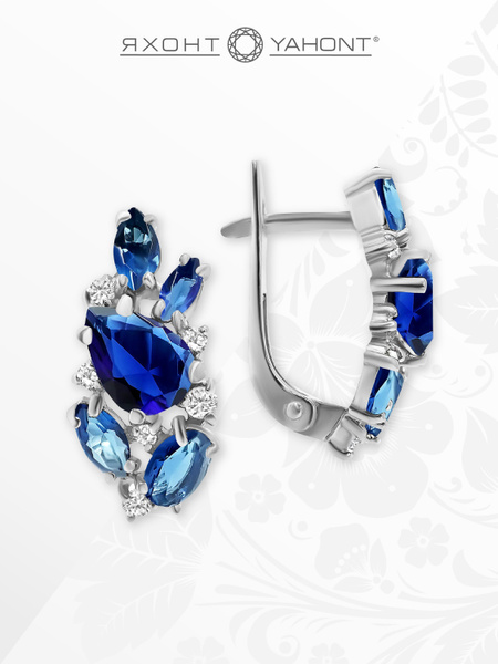 Серьги из серебра с сапфирами и фианитами ЯХОНТ Золотой Арт. 233748 ...