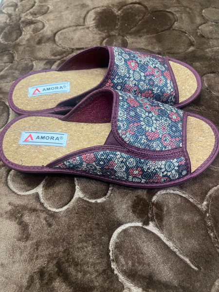 Тапочки Женский, Девочки AMORA, размер 40 R (средняя) вишня Открытый нос Россия Без застёжки ...