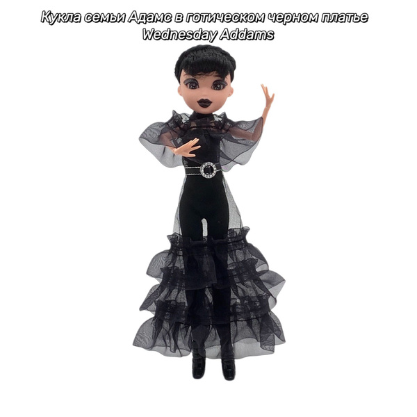 Кукла семьи Адамс в готическом черном платье Wednesday Addams, костюм ...