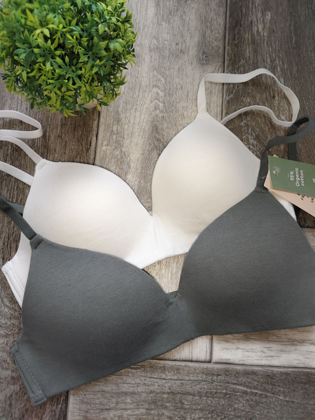 Бюстгальтер Женский H&M, размер 80B белый, защитный хаки Эластан, Хлопок Вечерний/праздничный ...