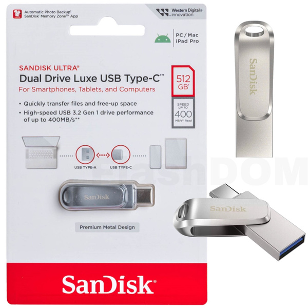 USB-флеш-накопитель SanDisk Ultra Dual Drive Luxe 512 ГБ 400, 150 купить c доставкой на OZON по ...