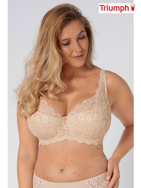 Бюстгальтер Женский TRIUMPH на косточках, размер 85E бежевый Текстиль Повседневный Марокко ...