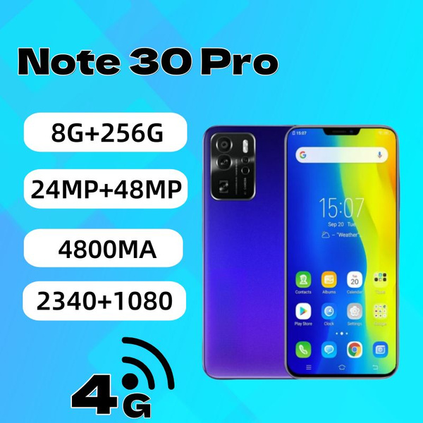 Смартфон Note30 Pro-n30 256 ГБ 8 ГБ Синий OLED/AMOLED 2 SIM купить c доставкой на OZON по низкой ...