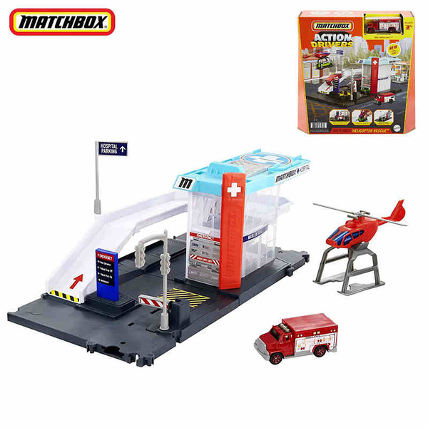 Машинка Matchbox Action Drivers Helicopter Rescue Playset With 1:64 ...