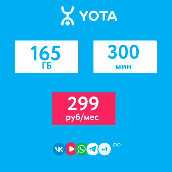 SIM-карта SIM карта Yota 100 Гб 300 минут 300 (Челябинская область) купить на OZON по низкой ...