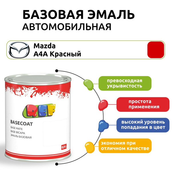Автоэмаль 0,9 л Mazda А4А КРАСНЫЙ / REF / базовая эмаль, краска для ...