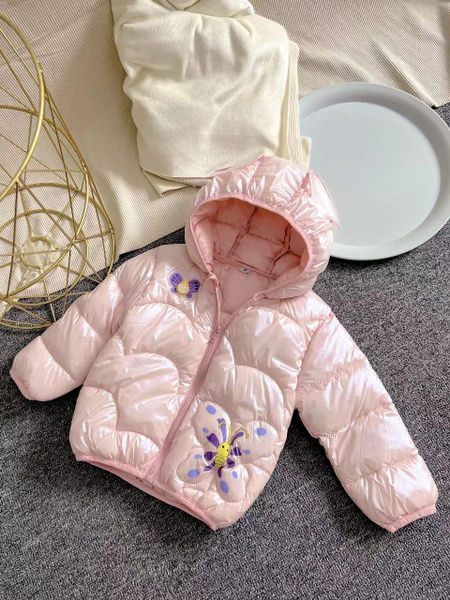 Куртка Мальчики, Девочки THANHDAT розовый жемчуг Полиэстер, размер 80, 86 Длинный Демисезон ...