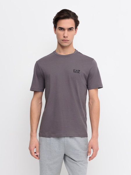 Футболка Мужской EA7 серый, размер 52, 54 Хлопок Повседневный Камбоджа купить c доставкой на ...
