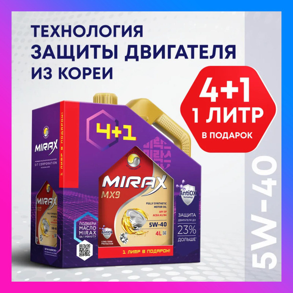 Масло моторное MIRAX mx9 5W-40 Синтетическое 5 л 607050 купить c доставкой на OZON по низкой ...