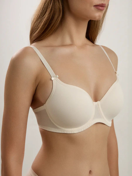 Бюстгальтер Женский Conte формованная чашка, на косточках, размер 85D молочный Полиэстер ...