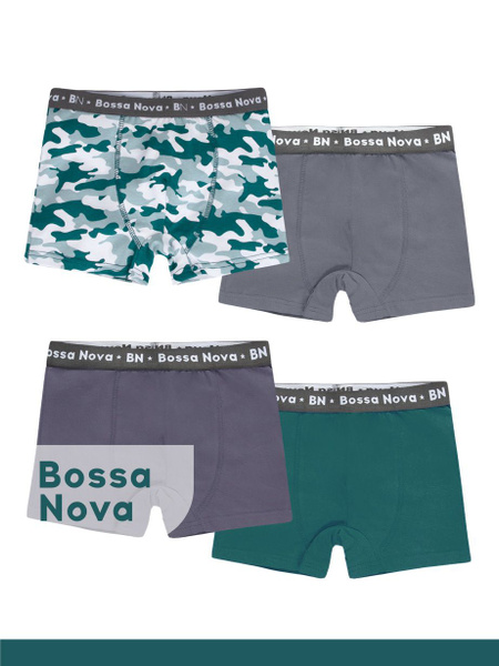 Комплект трусов Мальчики Bossa Nova боксеры Супрем, Трикотаж зеленый, белый, размер 30 Средняя ...