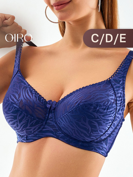 Бюстгальтер Женский OIRO мягкая чашка на каркасе, на косточках, размер 85E синий Полиамид ...