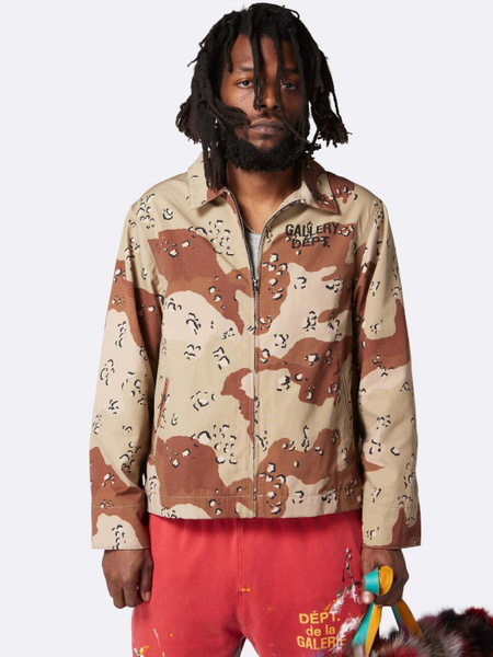 Куртка Мужской Gallery Dept Значки коричневый пиджачный Хлопок размер 52 Длинный Демисезон