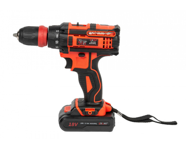 Дрель аккумуляторная BRAIT BCD18NQ (18 В, АКБ 2.0Ач, ЗУ, 30 H.M, кейс, реверс, светодиодная ...