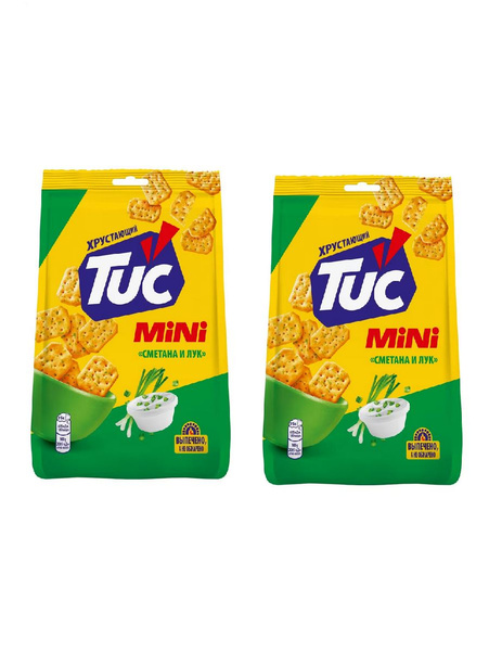Снек Tuc mini Соленый крекер со вкусом сметаны и лука 110 г, 2 шт ...
