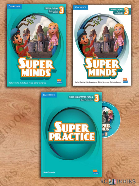 Super Minds 3 + Super Practice Book 3 (2nd edition). КОМПЛЕКТ 4в1: Учебник + Рабочая Тетрадь ...