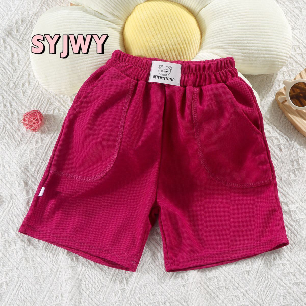 Шорты Девочки SYJWY Повседневный глубокий розовый, размер 120 Софт Пояс Надписи купить c ...