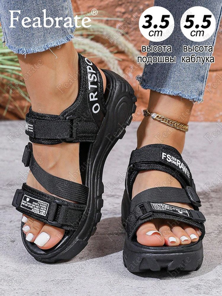 Сандалии Женский Feabrate, размер 35 Синтетическая дышащая сетка Круглый нос, Открытый нос R ...