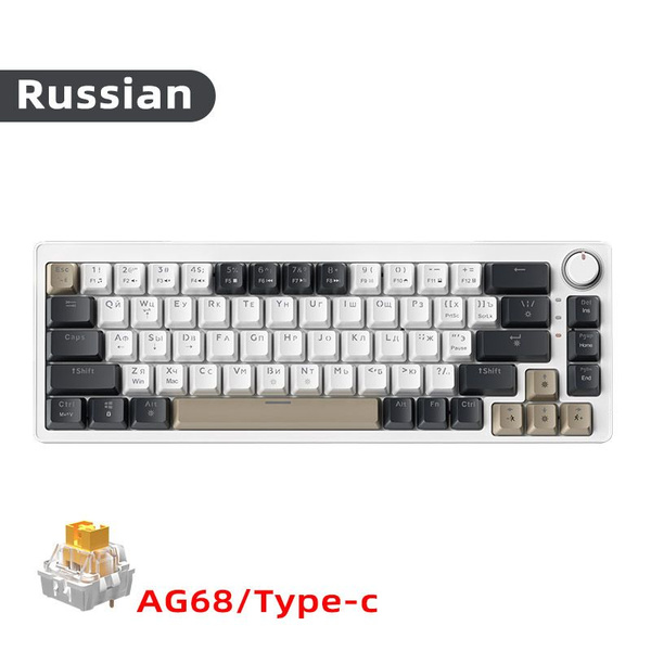 HEISHE Клавиатура проводная AG68, Русская раскладка, белый, серый ...