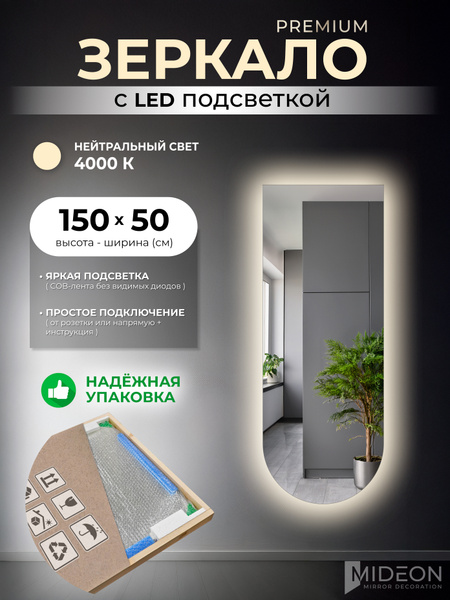 Зеркало интерьерное Mideon, 150 см х 50 см, 1 шт купить c доставкой на ...
