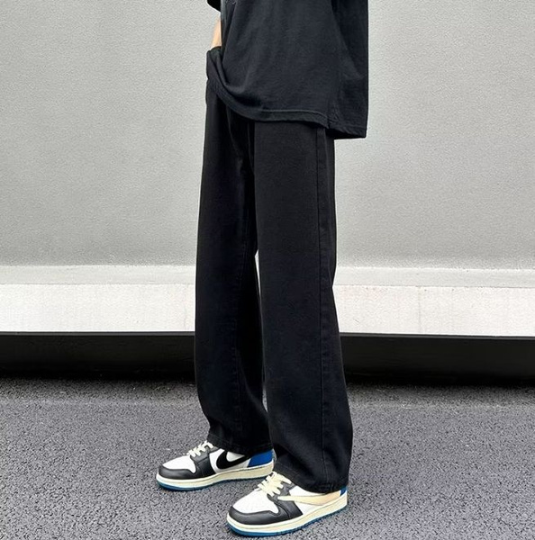 Джинсы Мужской черный Деним размер 42 Пуговицы Средняя Декоративные