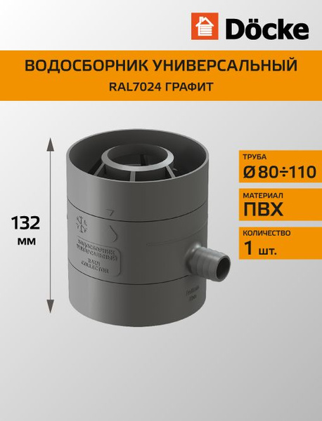 Водосборник универсальный Docke D80-110 Графит RAL7024 132 мм купить на OZON по низкой цене ...