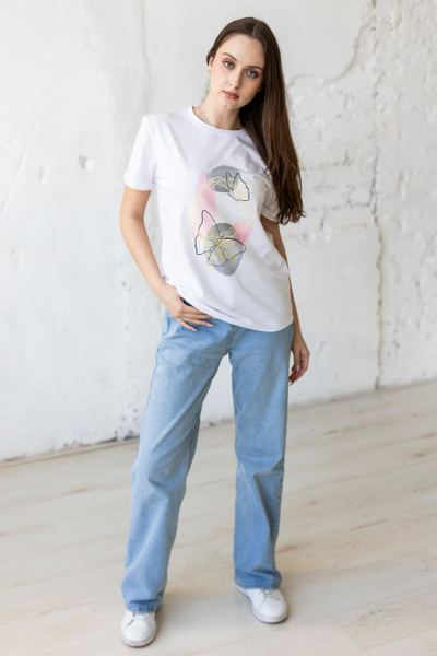 Футболка Женский UPTREND белый, размер 48 Россия купить c доставкой на OZON по низкой цене ...