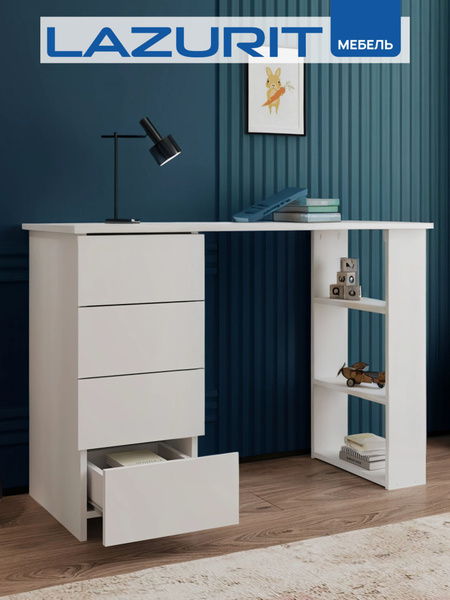 Письменный стол LAZURIT мебель 7904.д0.01у_75_18_белый / белый, 105.6х45х75 см купить c ...