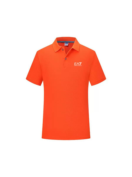 Поло Мужской EA7 оранжевый Короткий, размер 54, 56 Поролон, Полиэстер Логотип Повседневный ...
