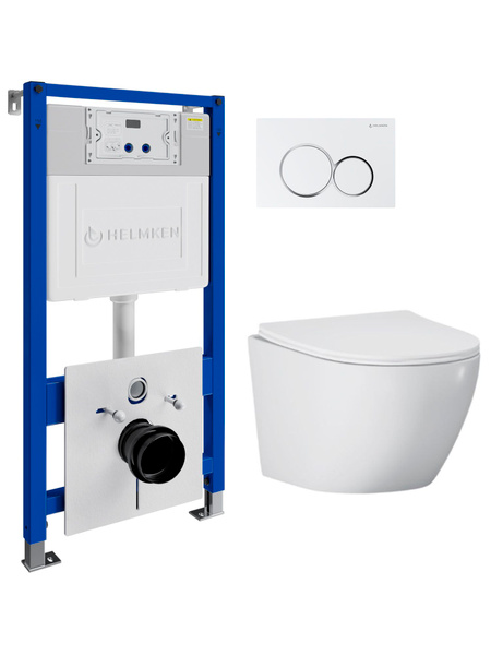 Инсталляция с унитазом комплект Helmken 35103001: унитаз подвесной, безободковый, сиденье с ...