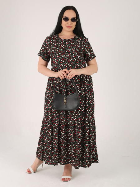 Платье Женский Jyldyz черный Повседневный Короткий Штапель Карманы, размер 52 трапеция ...