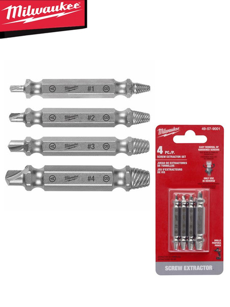 Milwaukee 49-57-9001 M2 Steel Screw Extractor Set 4PC Высокая твердость ...