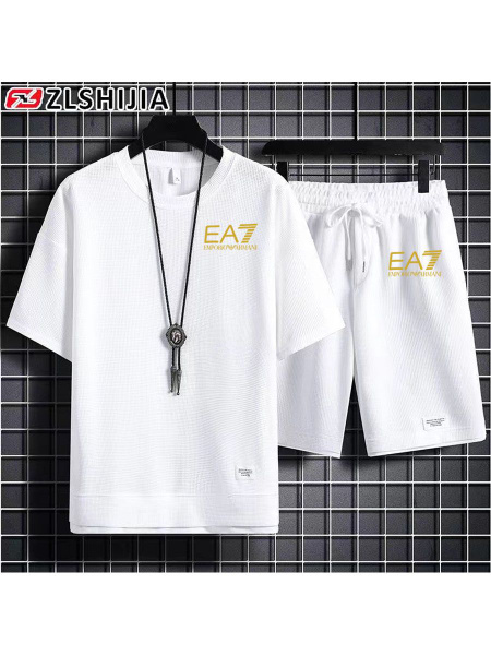 Костюм спортивный Мужской EA7 белый, размер 42, 44 Лето купить c доставкой на OZON по низкой ...