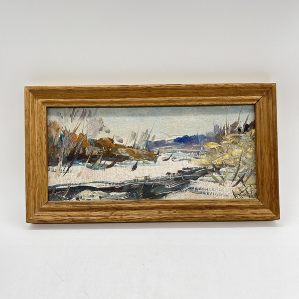 Этюд с изображением зимнего/весеннего пейзажа, дерево, картон, масло, Россия, 1998 г. купить на ...