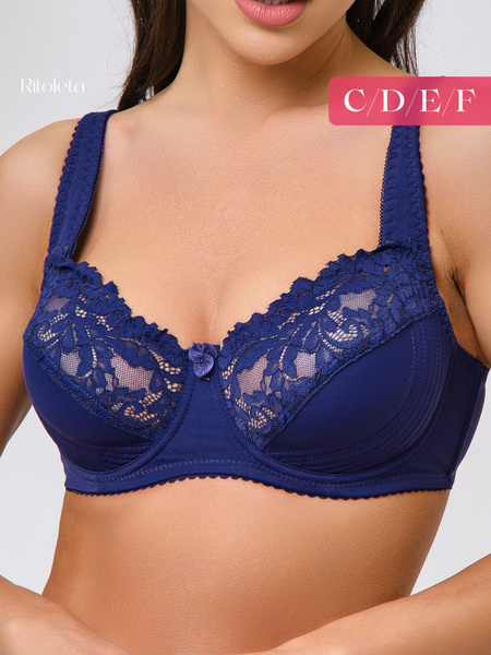 Бюстгальтер Женский Ritoleta мягкая чашка на каркасе, на косточках, размер 80D синий Нейлон ...
