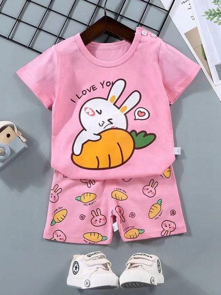 Домашний комплект Девочки, Мальчики BCATON Хлопок, размер 130 небесный Транспорт Короткий ...