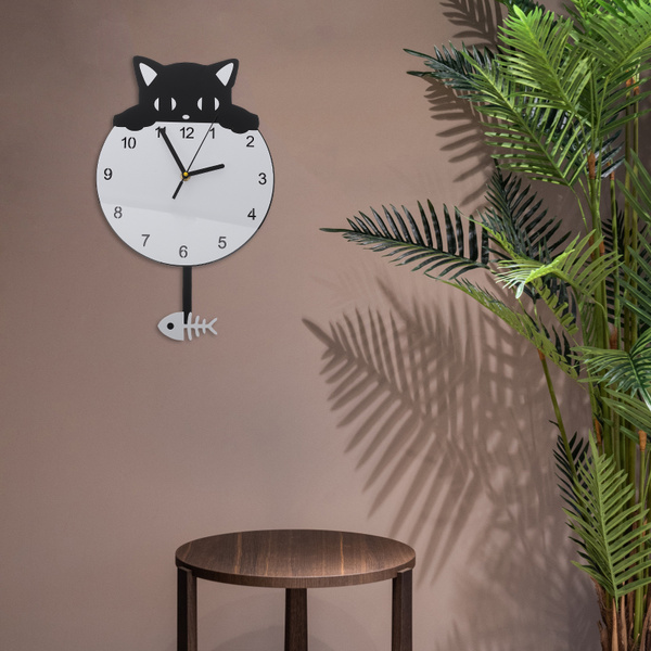 Настенные часы в виде котёнка из акрила декоративное изделие для